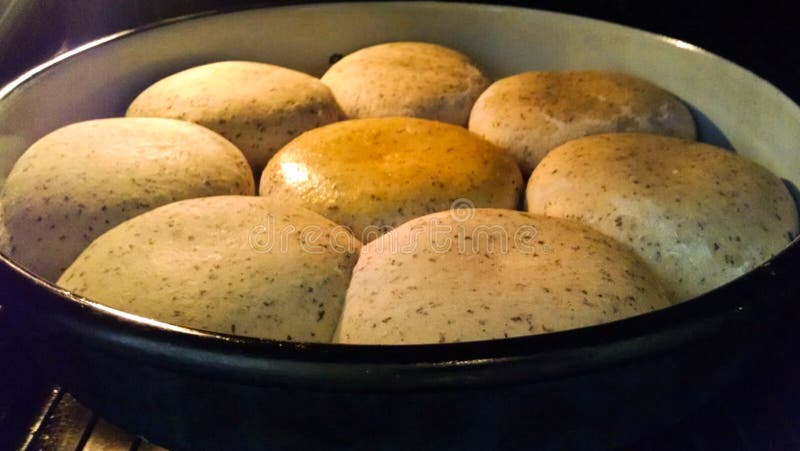 Homemade Mini Bread in the Oven Stock Image - Image of roll, bread ...