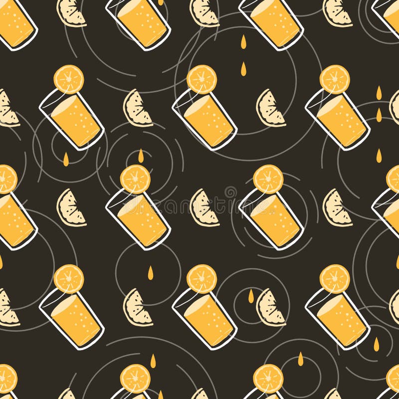 Fresh Delicious Summer Orange Fruit Juice Vector Graphic Seamless ...