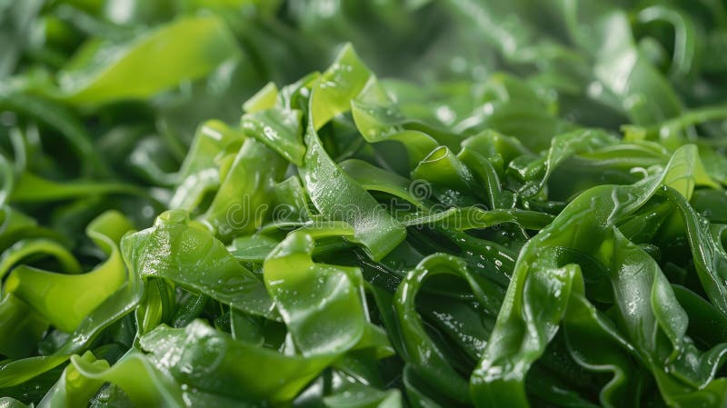 Fresh Dewy Green Seaweed Close-Up Texture Stock Photo - Image of ...