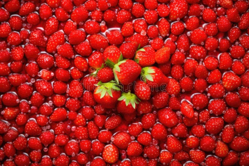Fresh, Dewy Strawberries Forming a Bumpy Red Landscape Stock Image ...