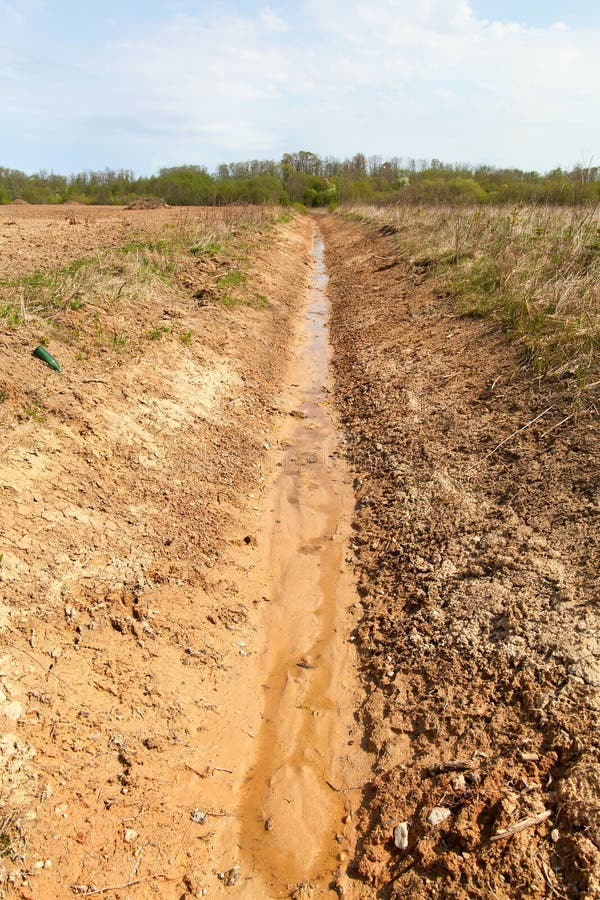 Fresh ditch. stock photo. Image of construction, field - 40393438