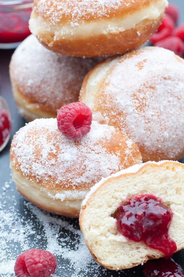 Raspberry Filled Donuts stock photo. Image of food, raspberry - 29771442