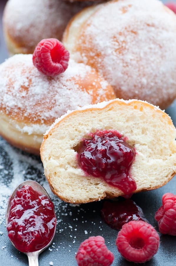 Raspberry Donuts stock image. Image of preserves, bread - 29771607