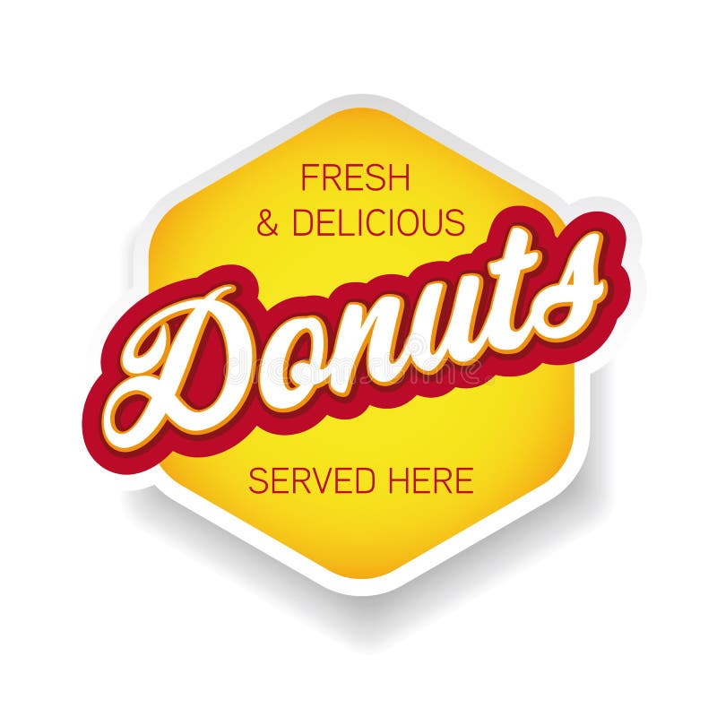 Fresh Donuts Red Sign Label Stock Vector - Illustration of pink, menu ...
