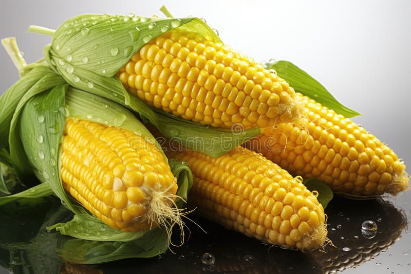 Fresh Double Corn Isolated on the White Background Stock Illustration ...