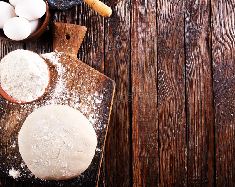 Fresh Dough on Board with Flour Stock Photo - Image of homemade, bakery ...