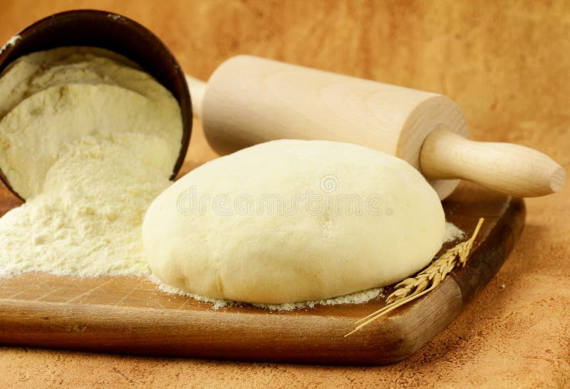 Fresh dough with flour stock image. Image of food, ingredient - 23787003