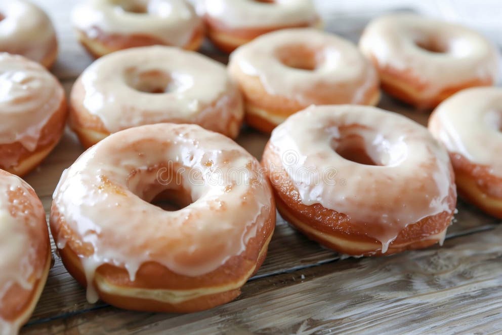 Fresh Doughnuts with Glaze, Wheat Base is Emphasized Stock Photo ...