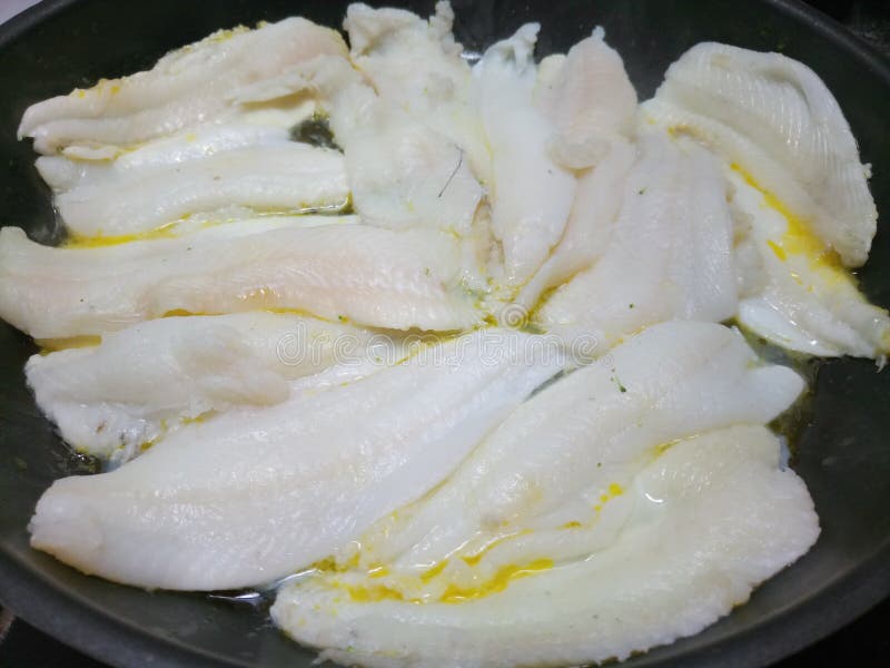 Fresh Dover Fish Fillets Frying in Butter Stock Image - Image of dover ...