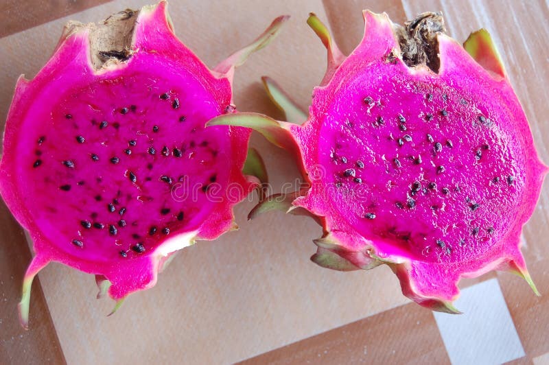 Fresh dragon fruit stock photo. Image of magenta, leaf - 226293200
