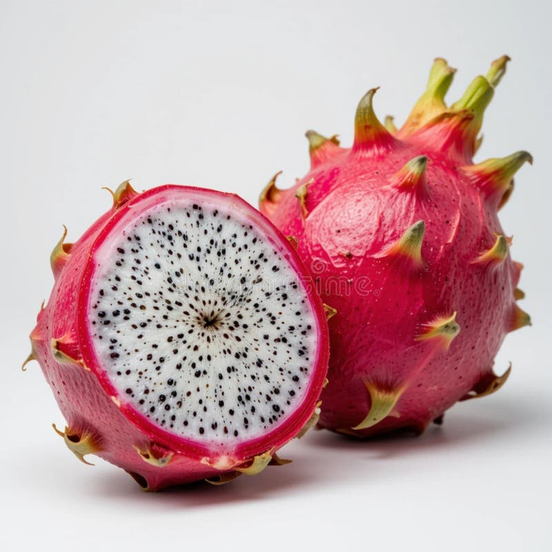 Fresh Dragon Fruit with Its Speckled White Interior Stock Illustration ...