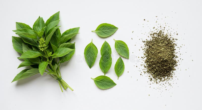 Fresh and Dried Basil: a Culinary Comparison Stock Illustration ...