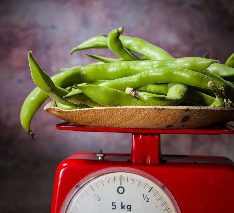 View of Fresh Broad Beans on the Weight Scale Stock Image - Image of ...
