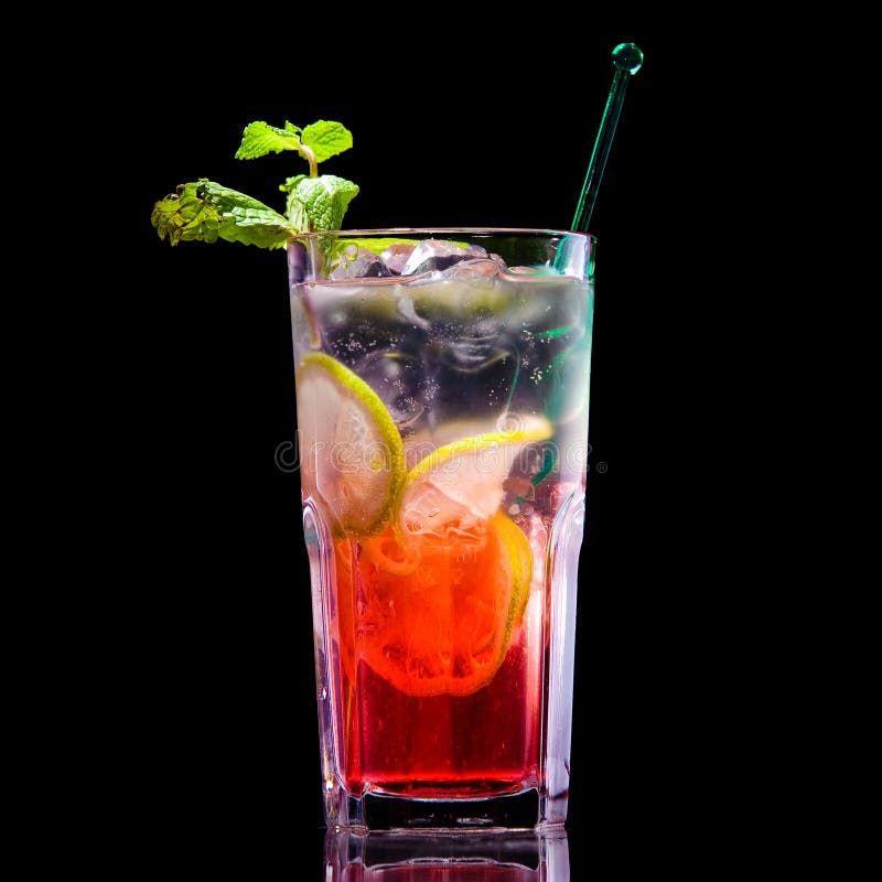 Fresh Drink on Black Background Stock Image - Image of glass, fall ...