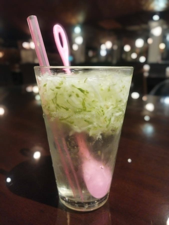 Fresh Drink Menu of Shaved Cucumber Ice with Lime Stock Image - Image ...