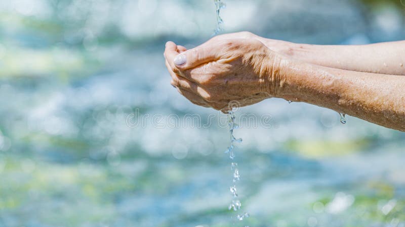 Fresh Drinking Water from the Spring Stream Stock Photo - Image of ...