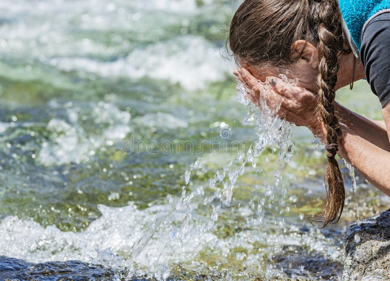 Fresh Drinking Water from the Spring Stream Stock Image - Image of ...