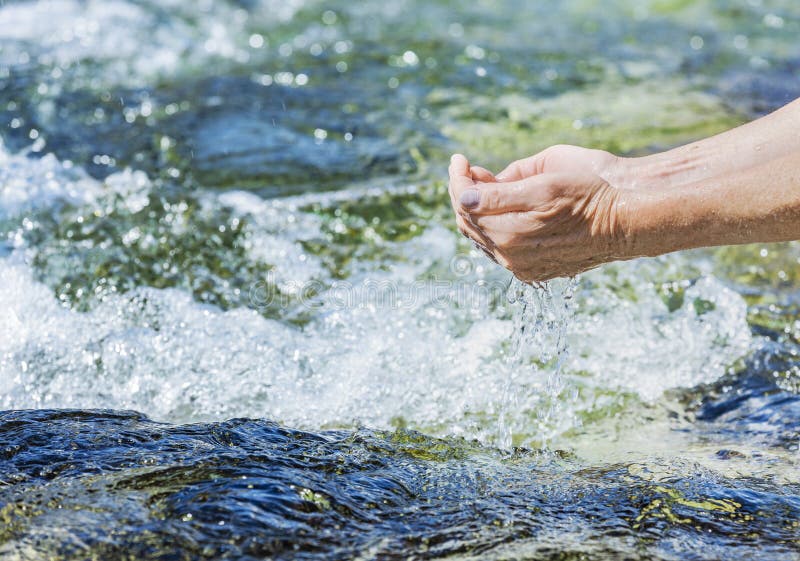 Fresh Drinking Water from the Spring Stream Stock Image - Image of drop ...
