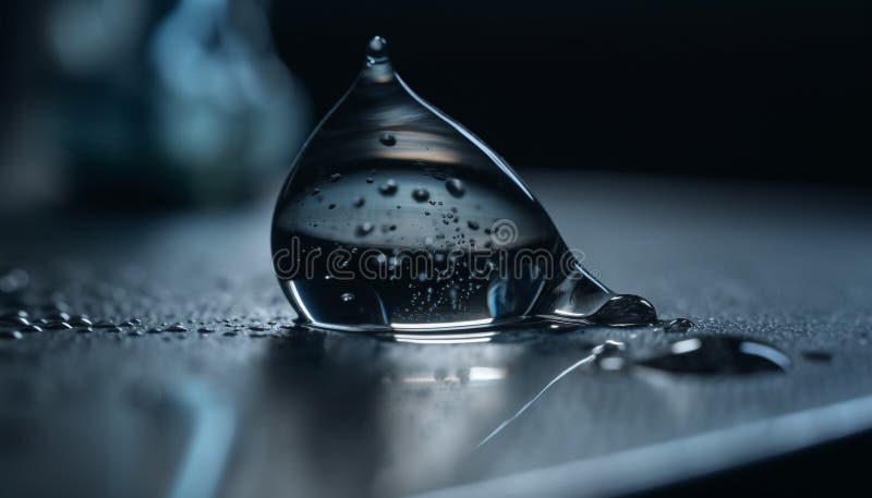 Fresh Drop of Water on Glass, Refreshing Hydration Generated by AI ...