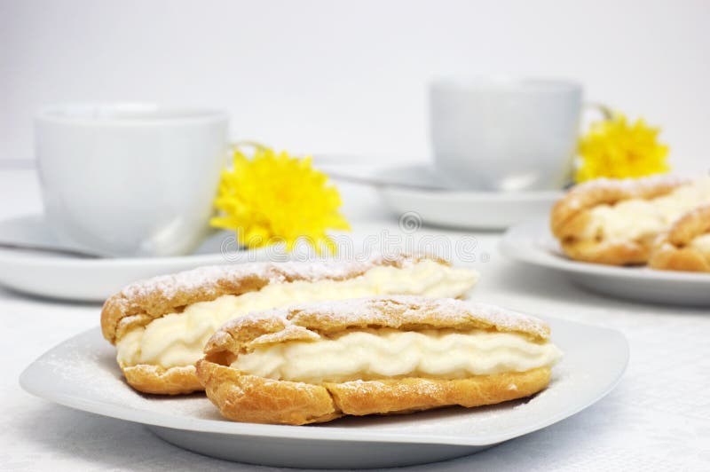 Fresh eclairs stock image. Image of mascarpone, cream - 13396655