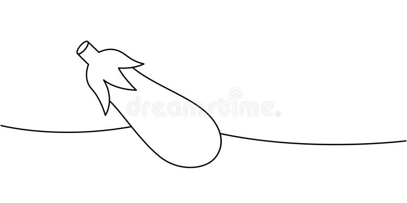 Fresh Eggplant One Line Continuous Drawing. Organic Vegetable Stock ...