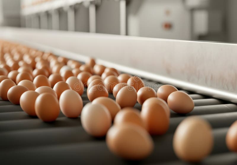 Fresh Eggs Rolling Conveyor Belt Production Facility Stock Photos ...