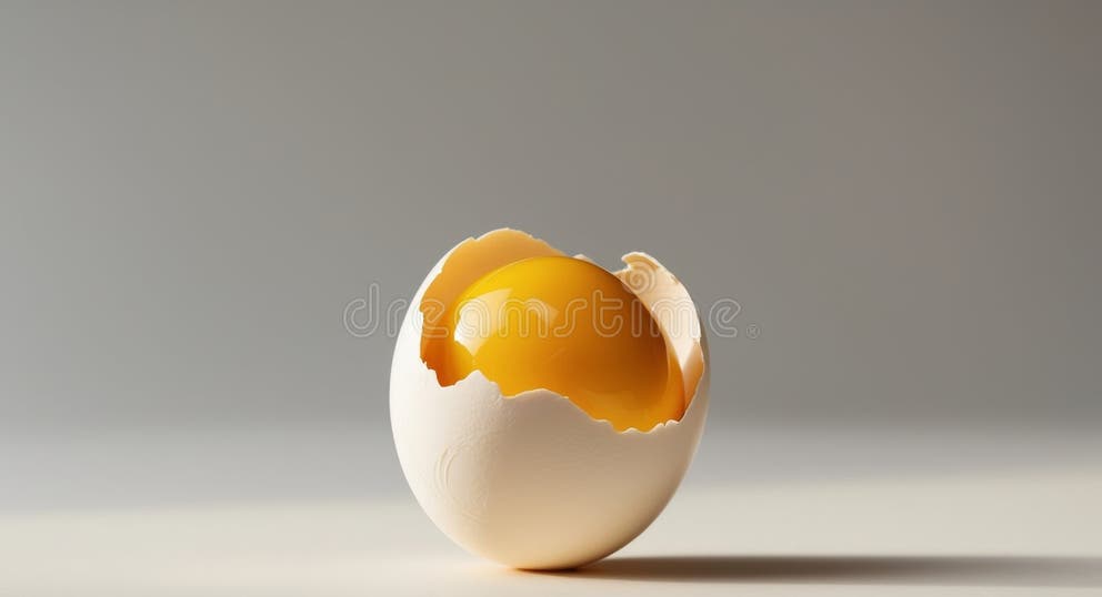 Fresh Eggshell with Golden Yellow Yolk and Glossy Texture. Stock Photo ...