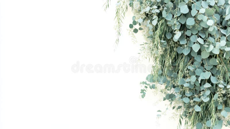 Fresh Eucalyptus and Greenery Border Background for Wellness and Nature ...