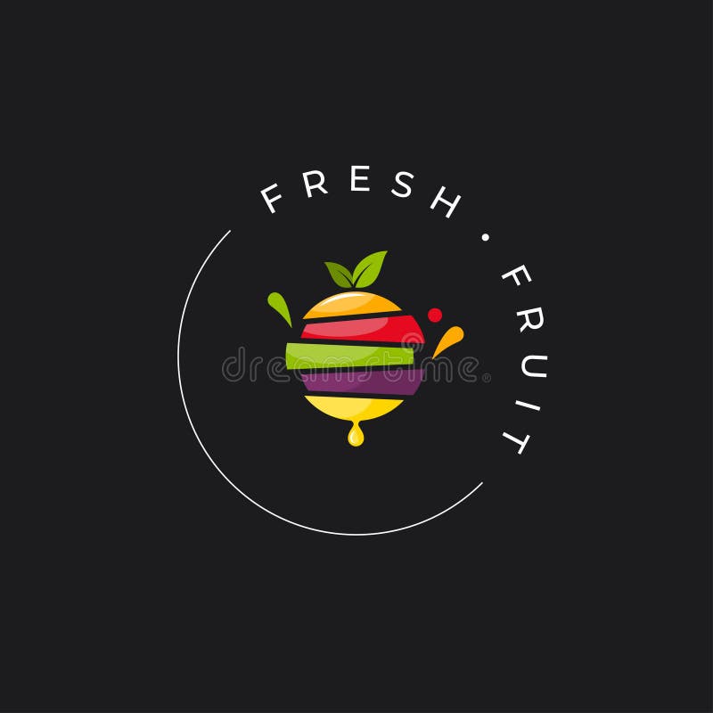 Fresh Exotic Fruits Logo on Black Background Stock Vector ...