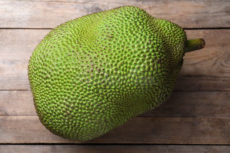 Fresh Exotic Jackfruit on Wooden Table, Top View Stock Image - Image of ...