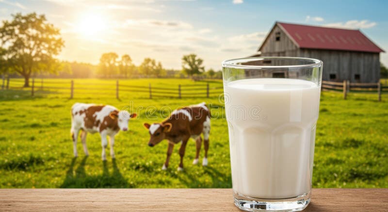 Fresh Farm Milk Glass Pasture Cows Rustic Barn Background Stock Photos ...