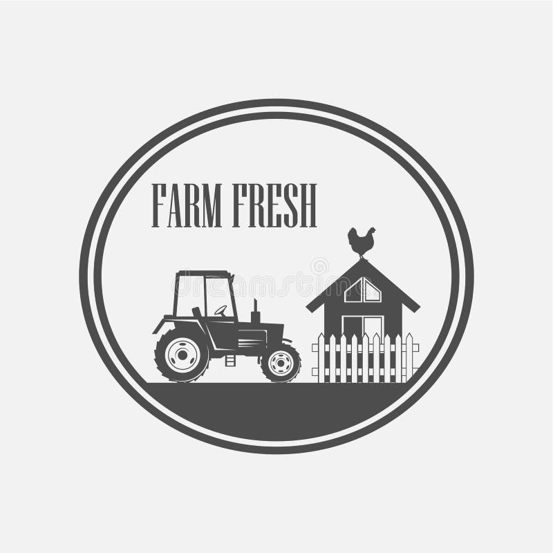 Fresh Farm Produce Icons. Vector Logo with Picture of Farm Chicken ...