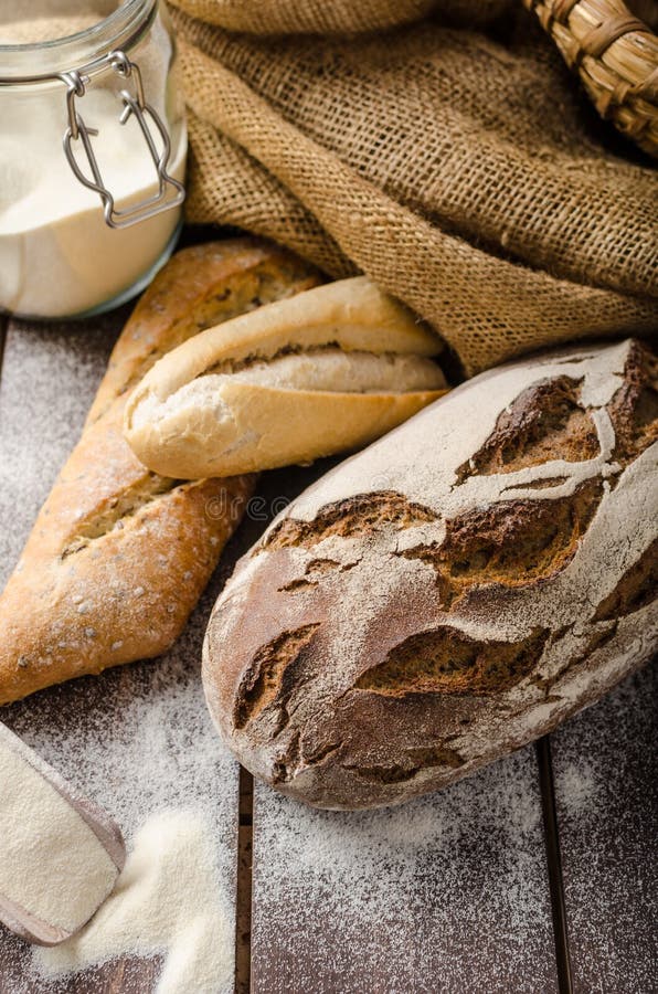 Fresh Farmer Rustic Style Bread with Pastry Stock Image - Image of ...