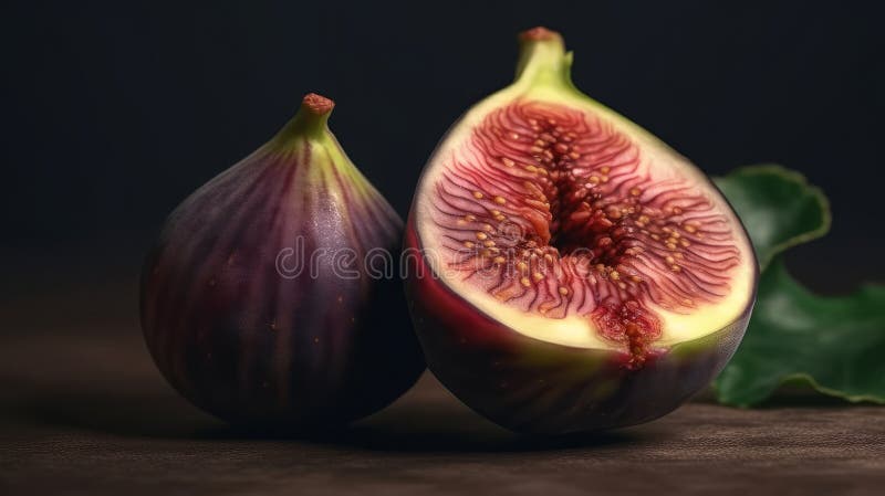 Fresh Fig Fruit and Half Isolated on White Backgraund. Generative AI ...