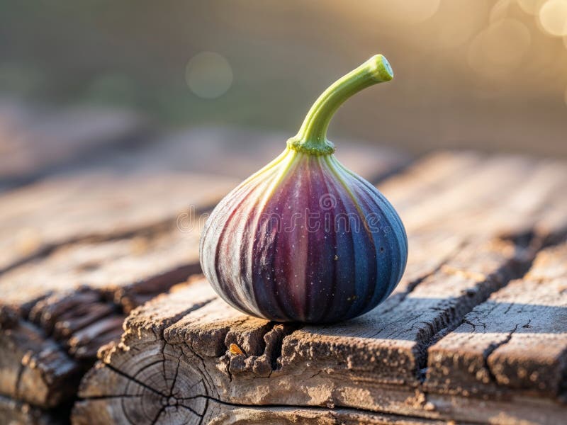 Fresh Fig on Rustic Surface with Natural Texture and Light Shadows ...