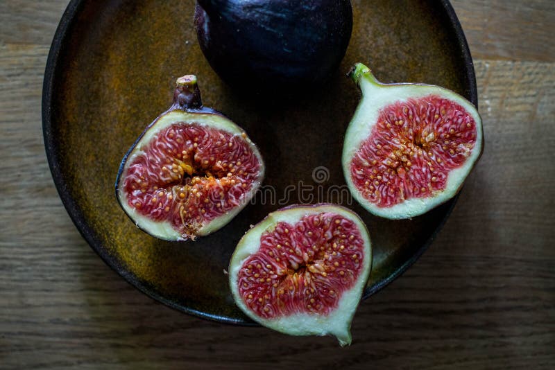 Fresh Figs on a plate stock image. Image of homemade - 100750167