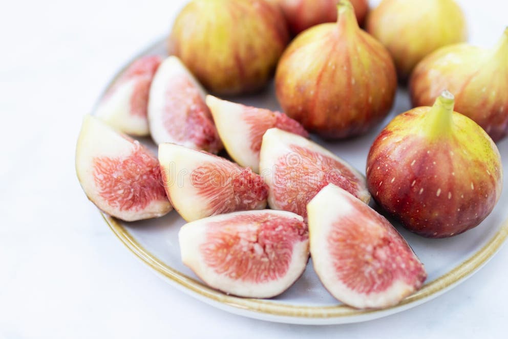 Fresh Figs on a Plate Ready To Enjoy Stock Photo - Image of snack ...