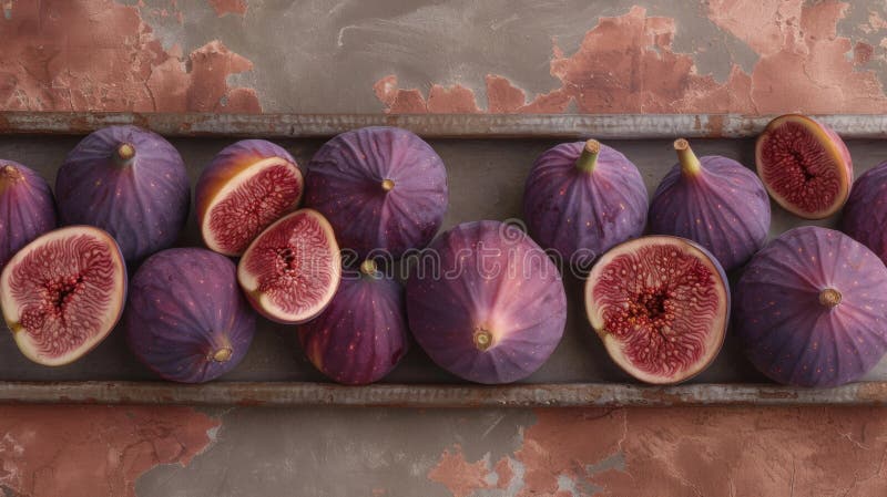Fresh Figs on Rustic Tray Against Textured Background Stock Photo ...