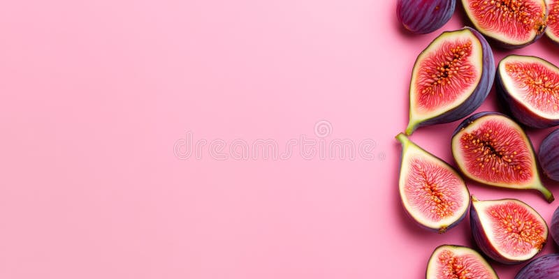 Fresh Figs Sliced on a Pink Backdrop with Plenty of Copy Space for ...