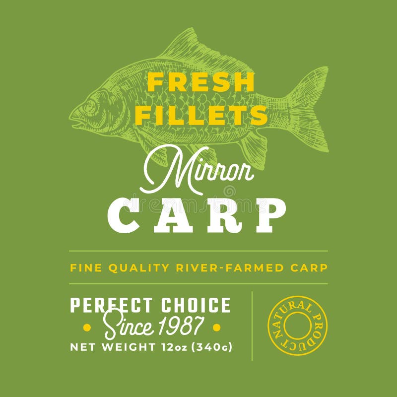 Fresh Fillets Premium Quality Label . Abstract Vector Fish Packaging ...