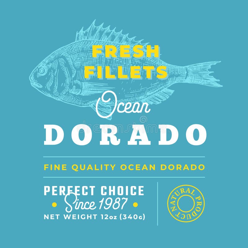 Fresh Fillets Premium Quality Label . Abstract Vector Fish Packaging ...