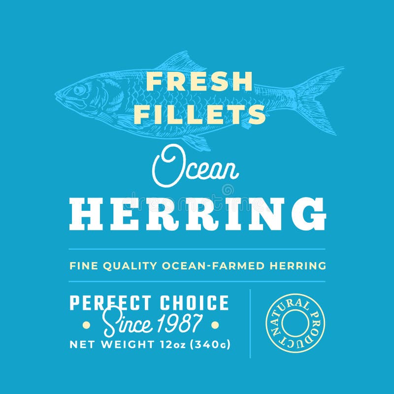 Fresh Fillets Premium Quality Label . Abstract Vector Seabass Fish ...