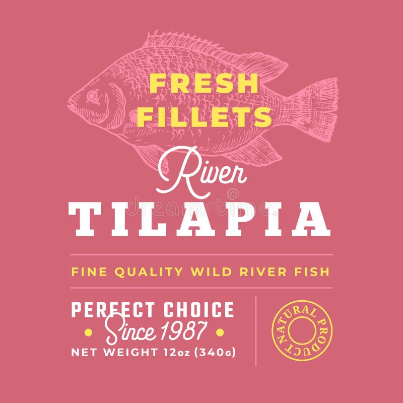 Fresh Fillets Premium Quality Label . Abstract Vector Fish Packaging ...