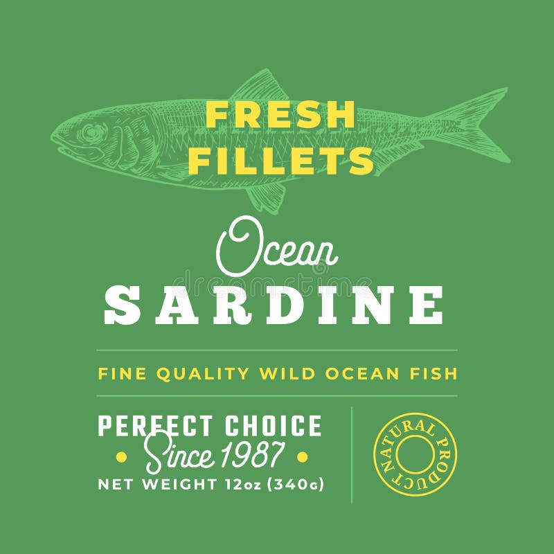 Fresh Fillets Premium Quality Label. Abstract Vector Fish Packaging ...