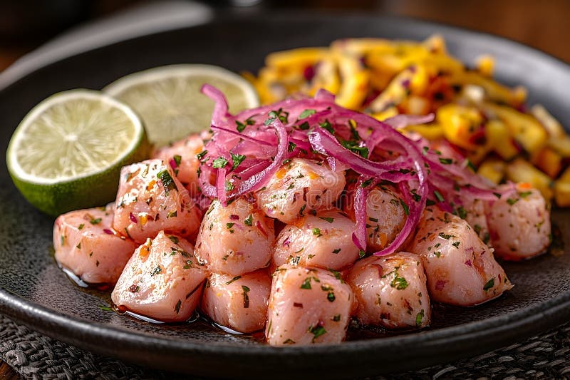 Delicious Peruvian Ceviche stock illustration. Illustration of tasty ...