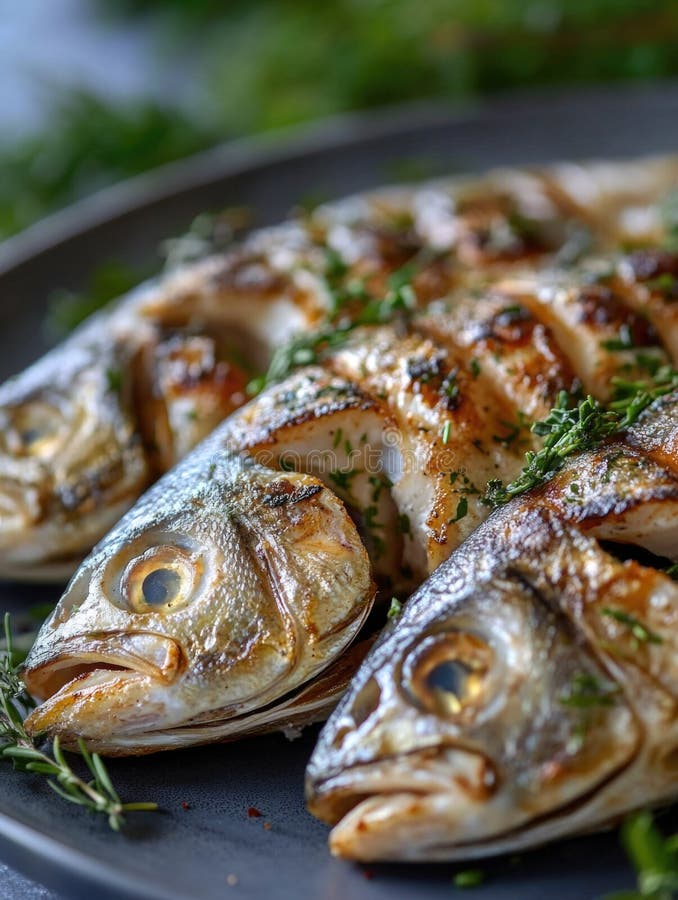 Grilled Whole Fish with Garnish Stock Image - Image of cuisine, summer ...