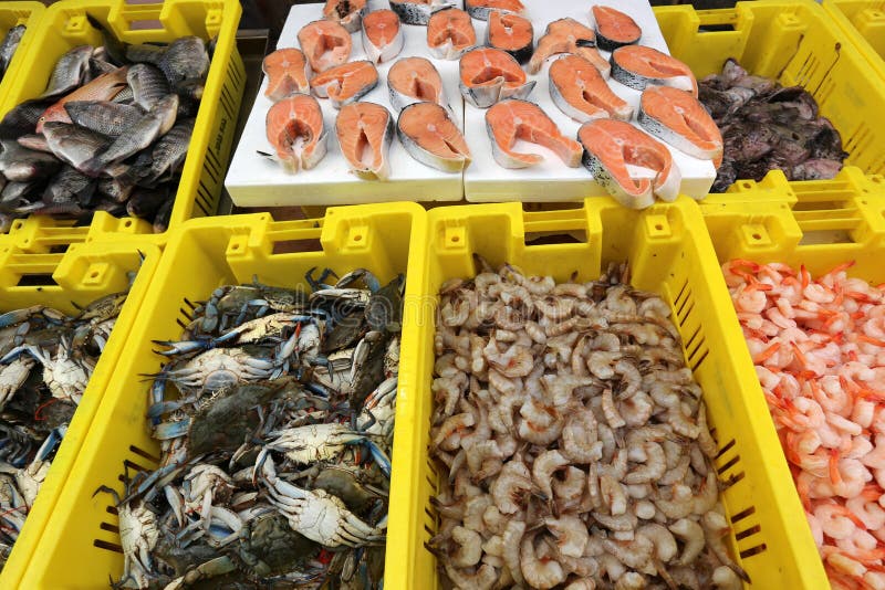 Fresh fish on the counter stock image. Image of summer - 109706081