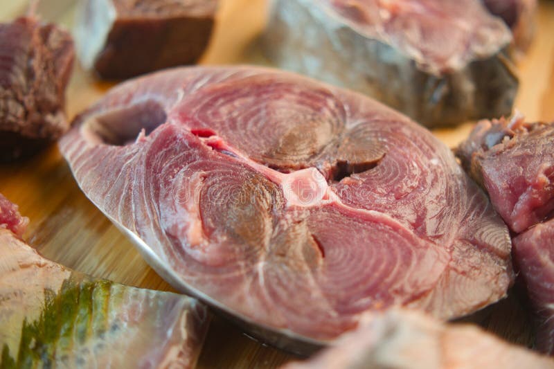 Fresh Fish that is Cut with Distinct and Unique Circular Patterns for ...