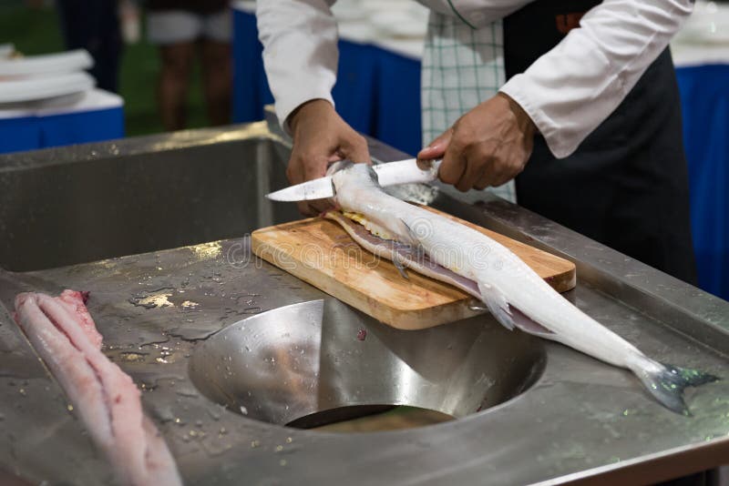 Fresh Fish Cutting for Cook Stock Image - Image of fish, chef: 116767281