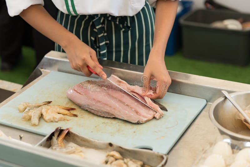 Fresh Fish Cutting for Cook Stock Photo - Image of chef, cutting: 116767184